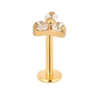 China ASTM F136 / G23 Titanium 3 CZ Lip Studs Hot Selling Three Petal Flower Ear Studs in Europe and America Body Piercing Jewelry Tnp0009 for sale