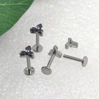 China ASTM F136 / G23 Titanium 3 CZ Lip Studs Hot Selling Three Petal Flower Ear Studs in Europe and America Body Piercing Jewelry Tnp0009 for sale