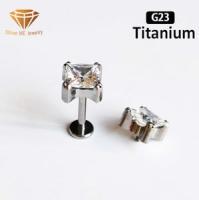 China Wholesale ASTM F136 Titanium Square CZ Top Labret Earring Women Body Piercing Jewelry Tpn083L for sale