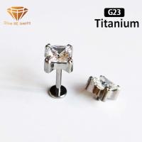 China Wholesale ASTM F136 Titanium Square CZ Top Labret Earring Women Body Piercing Jewelry Tpn083L for sale