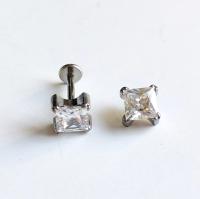 China Wholesale ASTM F136 Titanium Square CZ Top Labret Earring Women Body Piercing Jewelry Tpn083L for sale