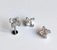 China Wholesale ASTM F136 Titanium Square CZ Top Labret Earring Women Body Piercing Jewelry Tpn083L for sale
