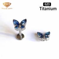 China Fashion Earring Titanium CZ Butterfly Internally Threaded Top Piercing Jewelry Labret Tnp312 for sale