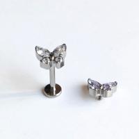 China Fashion Earring Titanium CZ Butterfly Internally Threaded Top Piercing Jewelry Labret Tnp312 for sale