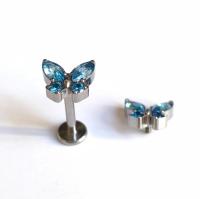 China Fashion Earring Titanium CZ Butterfly Internally Threaded Top Piercing Jewelry Labret Tnp312 for sale