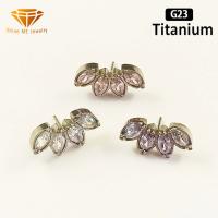 China Implant Grade Titanium Piercing Jewelry Threadless Push in with 4-Marquise and Round CZ Top Tpn056CZ for sale