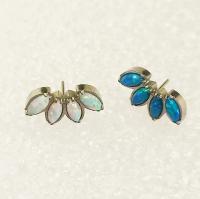 China Implant Grade Titanium Piercing Jewelry Threadless Push in with 4-Marquise and Round CZ Top Tpn056CZ for sale