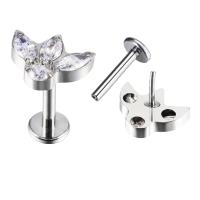 China Fashion Labret ASTM F136 Titanium 3 Marquise CZ and Round CZ Center Push in Top Earring Body Piercing Jewelry Tpn055 for sale