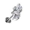 China Wholesale Piercing 4 Marquise CZ Set Curve Top 16g F136 Titanium Earring Nose Rings Labret Body Jewelry for Women Tpn056 for sale