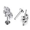 China Wholesale Piercing 4 Marquise CZ Set Curve Top 16g F136 Titanium Earring Nose Rings Labret Body Jewelry for Women Tpn056 for sale
