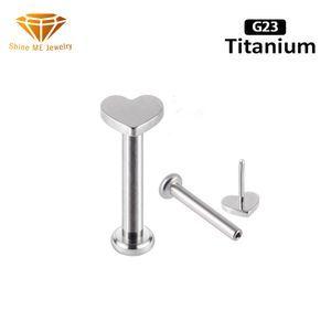 China Titanium Threadless Push in Top Heart Top Earring Geometric Triangle Moon Star Stud Labret Lip Piercing Piercing Jewelry Sm0446 for sale