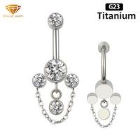 China ASTM F136 / G23 Titanium Internal Thread 5PCS Zircon Body Jewelry Pendant Belly Button Ring Tb1611 for sale