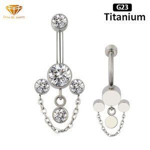 China ASTM F136 / G23 Titanium Internal Thread 5PCS Zircon Body Jewelry Pendant Belly Button Ring Tb1611 for sale
