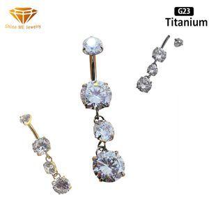China ASTM F136 Titanium Internally Threaded Bezel Set CZ with CZ Hang Belly Button Rings Navel Rings Hot Piercing Jewelry Tb1765 for sale