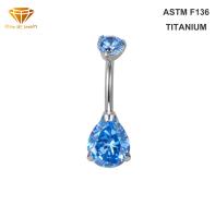 China Female Navel Rings Body Piercing ASTM F136 Titanium Belly Button Ring Aqua Zircon Piercing Jewelry for Women Tpn038b for sale