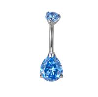 China Female Navel Rings Body Piercing ASTM F136 Titanium Belly Button Ring Aqua Zircon Piercing Jewelry for Women Tpn038b for sale