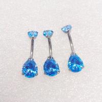 China Female Navel Rings Body Piercing ASTM F136 Titanium Belly Button Ring Aqua Zircon Piercing Jewelry for Women Tpn038b for sale