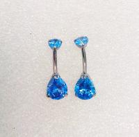 China Female Navel Rings Body Piercing ASTM F136 Titanium Belly Button Ring Aqua Zircon Piercing Jewelry for Women Tpn038b for sale