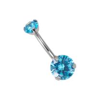 China Fashion Belly Eyebrow ASTM F136 Titanium Navel Piercing Prong Set Double Aqua CZ Gem Piercing Body Jewelry Tpn010b for sale