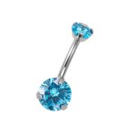 China Fashion Belly Eyebrow ASTM F136 Titanium Navel Piercing Prong Set Double Aqua CZ Gem Piercing Body Jewelry Tpn010b for sale