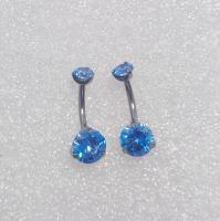 China Fashion Belly Eyebrow ASTM F136 Titanium Navel Piercing Prong Set Double Aqua CZ Gem Piercing Body Jewelry Tpn010b for sale
