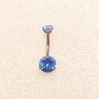 China Fashion Belly Eyebrow ASTM F136 Titanium Navel Piercing Prong Set Double Aqua CZ Gem Piercing Body Jewelry Tpn010b for sale