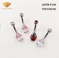 China ASTM F136 Titanium CZ Top and Pear CZ Stone Back Belly Button Rings Navel Rings Body Piercing Tpn0855 for sale