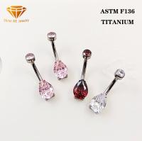 China ASTM F136 Titanium CZ Top and Pear CZ Stone Back Belly Button Rings Navel Rings Body Piercing Tpn0855 for sale