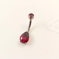 China ASTM F136 Titanium CZ Top and Pear CZ Stone Back Belly Button Rings Navel Rings Body Piercing Tpn0855 for sale