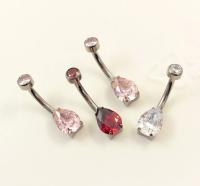 China ASTM F136 Titanium CZ Top and Pear CZ Stone Back Belly Button Rings Navel Rings Body Piercing Tpn0855 for sale