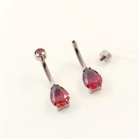 China ASTM F136 Titanium CZ Top and Pear CZ Stone Back Belly Button Rings Navel Rings Body Piercing Tpn0855 for sale