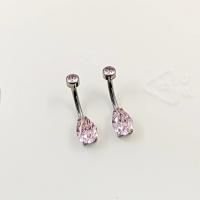 China ASTM F136 Titanium CZ Top and Pear CZ Stone Back Belly Button Rings Navel Rings Body Piercing Tpn0855 for sale