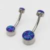 China ASTM F136 G23 Titanium Double Opals Internal Thread Navel Ring Navel Button Opal Stone Navel Nail Body Piercing Jewelry Tpn012op for sale