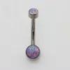 China ASTM F136 G23 Titanium Double Opals Internal Thread Navel Ring Navel Button Opal Stone Navel Nail Body Piercing Jewelry Tpn012op for sale