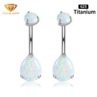 China Fashion Jewelry Teardrop Opal Stone ASTM F136 Titanium Belly Button G23 Titanium Internal Zircon Navel Ring Piercing Jewelry Tpn039 for sale