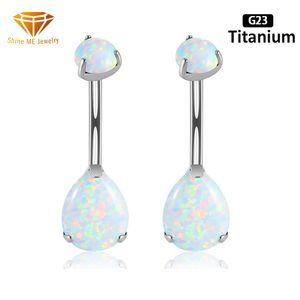 China Fashion Jewelry Teardrop Opal Stone ASTM F136 Titanium Belly Button G23 Titanium Internal Zircon Navel Ring Piercing Jewelry Tpn039 for sale