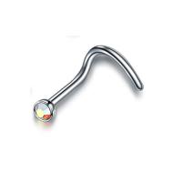 China G23 Titanium L Shape Straight Rod Aodun with CZ Curved Rod Fishhook Nose Nail F136 Titanium Piercing Jewelry Tp1926 for sale