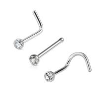 China G23 Titanium L Shape Straight Rod Aodun with CZ Curved Rod Fishhook Nose Nail F136 Titanium Piercing Jewelry Tp1926 for sale