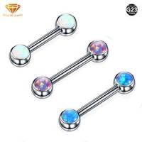 China G23 Titanium Body Piercing Jewelry Double-Head Zircon Nipple Ring Silver Opal Jewelry Tp1942 for sale