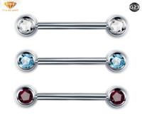 China G23 Titanium European and American Body Piercing Jewelry Double-Head Zircon Nipple Ring Titanium Hypoallergenic Piercing Tp1932 for sale