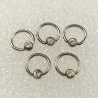 China High Quality G23 Titanium Jewelry Body Piercings Gemstone CZ Nose Ring with Ball Tp1999 for sale