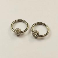 China High Quality G23 Titanium Jewelry Body Piercings Gemstone CZ Nose Ring with Ball Tp1999 for sale