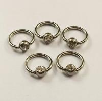China High Quality G23 Titanium Jewelry Body Piercings Gemstone CZ Nose Ring with Ball Tp1999 for sale