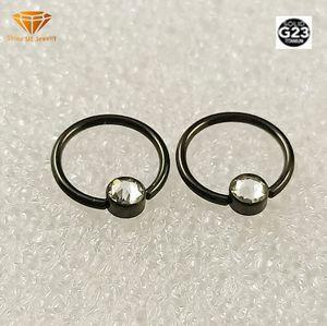 China Body Jewelry Grade 23 Titanium Gemstone Black Plated Captive Ring Tp1961b for sale