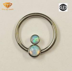 China High Quality Fashion jewelry Silver Body Jewelry Stainless Steel Piercing G23 Titanium Body Piercing with Opal Cbr Tpn027 for sale