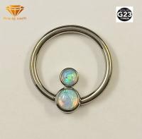 China High Quality Fashion jewelry Silver Body Jewelry Stainless Steel Piercing G23 Titanium Body Piercing with Opal Cbr Tpn027 for sale