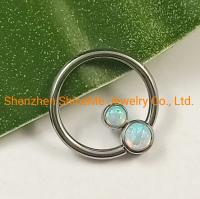 China High Quality Fashion jewelry Silver Body Jewelry Stainless Steel Piercing G23 Titanium Body Piercing with Opal Cbr Tpn027 for sale