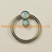 China High Quality Fashion jewelry Silver Body Jewelry Stainless Steel Piercing G23 Titanium Body Piercing with Opal Cbr Tpn027 for sale