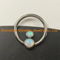 China High Quality Fashion jewelry Silver Body Jewelry Stainless Steel Piercing G23 Titanium Body Piercing with Opal Cbr Tpn027 for sale