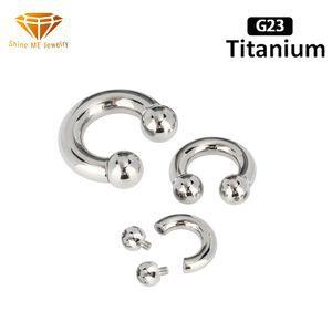 China ASTM F136 G23 Titanium Big Sizes Internal Thread Horseshoe C Shape Ring Piercing Jewelry Tp1902ib for sale